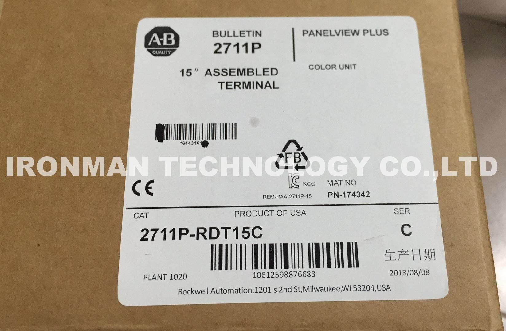 2711P-RDT15C Allen Bradley Hmi Panelview Plus 1000 Terminal Ethernet